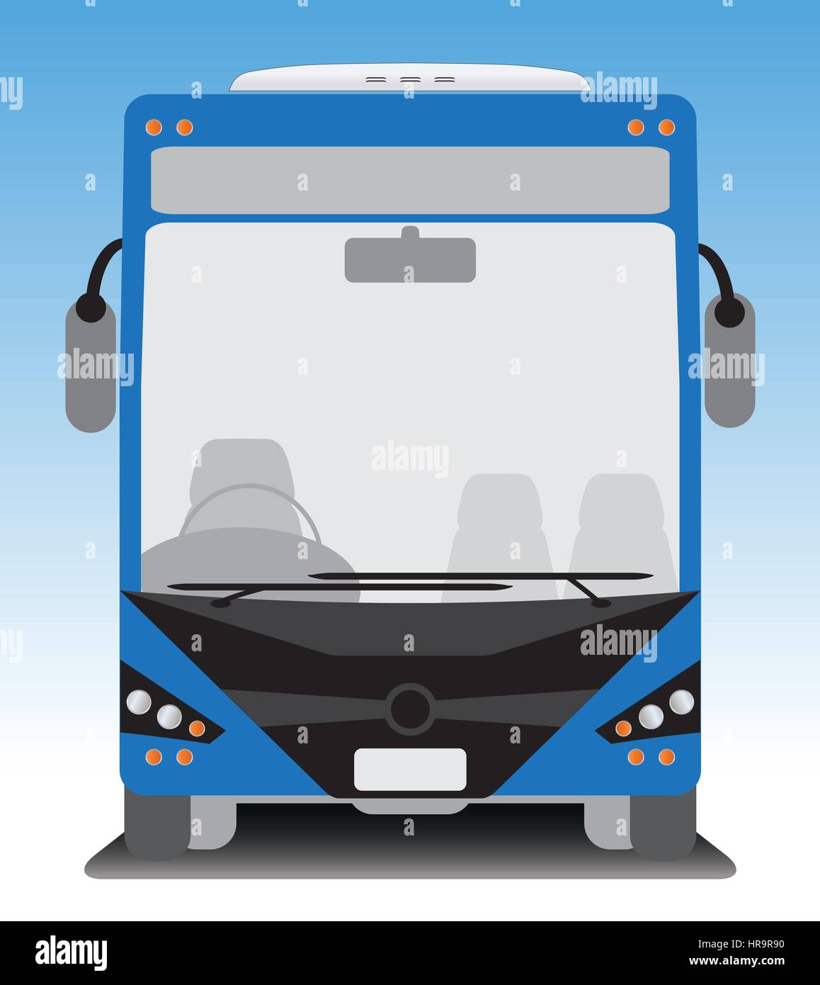 Front view of Tourist bus on blue sky background Stock Vector Image ...