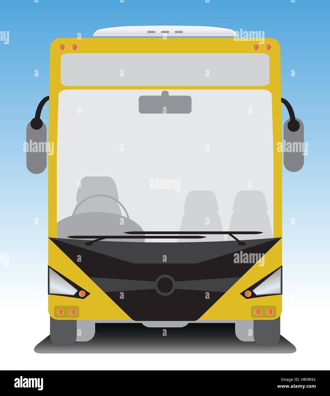 Front view of Tourist bus on blue sky background Stock Vector Image ...