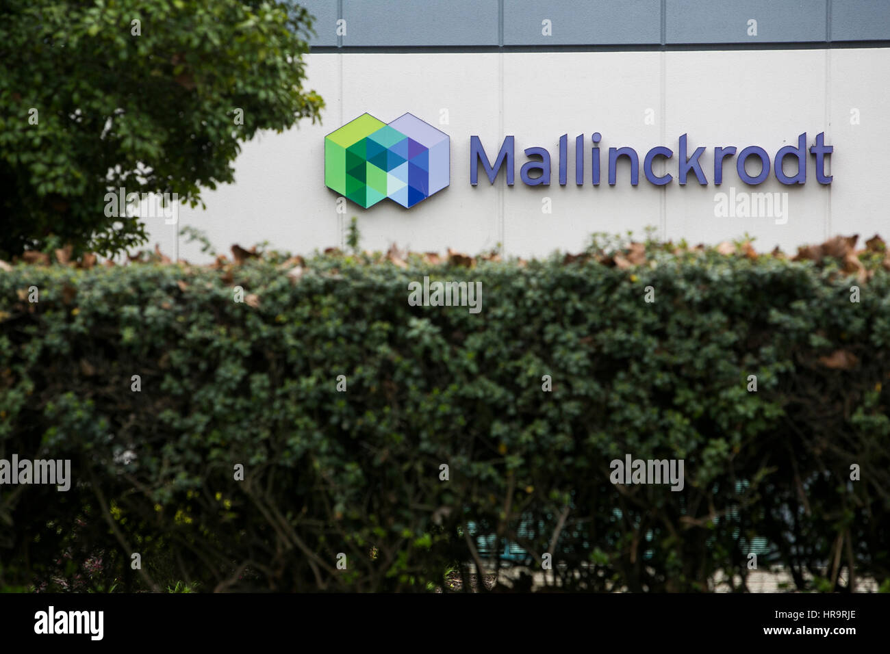 A logo sign outside of a facility occupied by Mallinckrodt ...