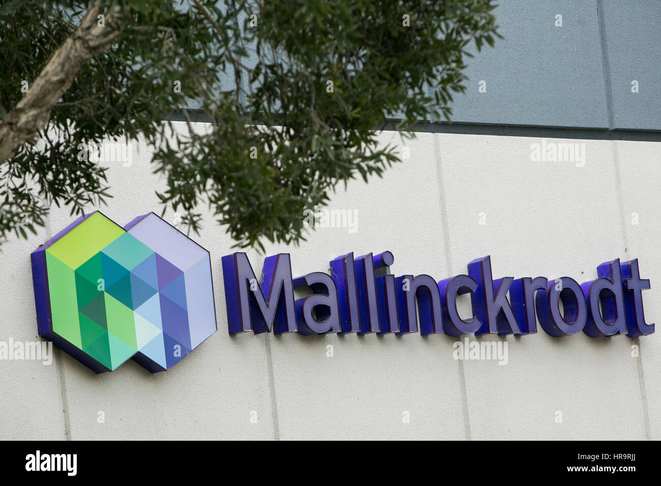 A logo sign outside of a facility occupied by Mallinckrodt ...
