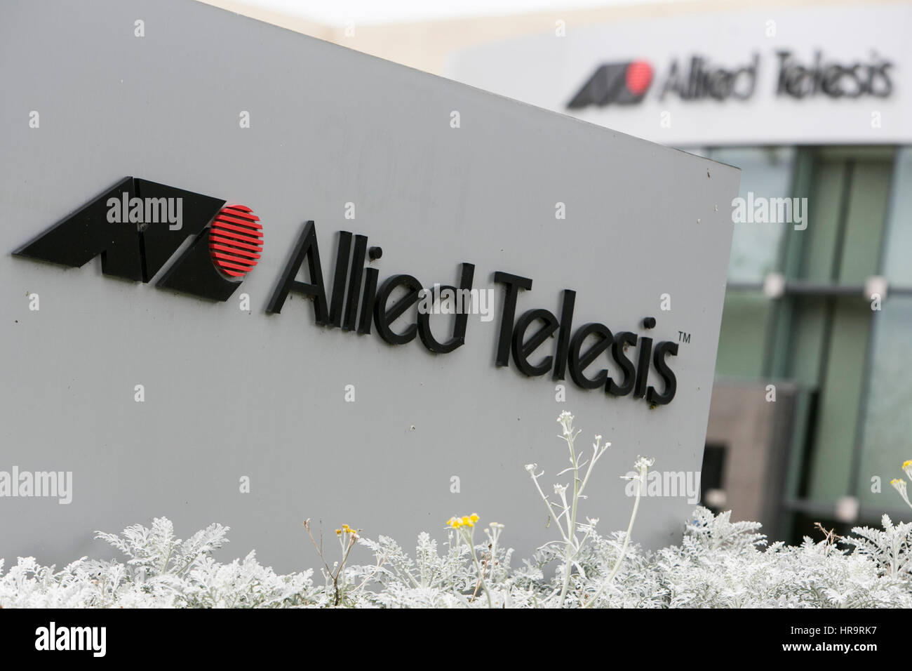 A logo sign outside of a facility occupied by Allied Telesis in San ...