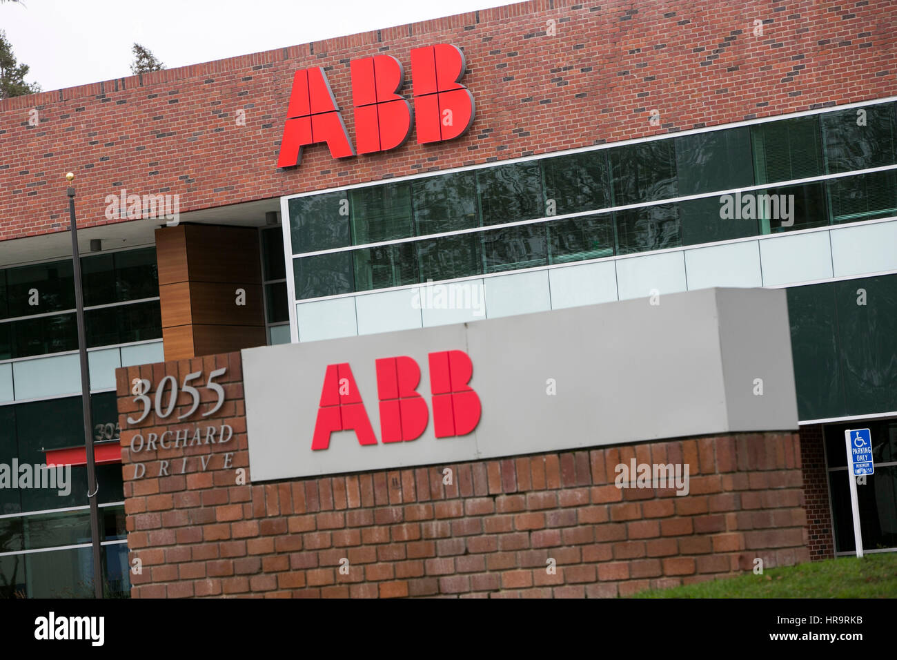 A logo sign outside of a facility occupied by the ABB Group in San Jose ...