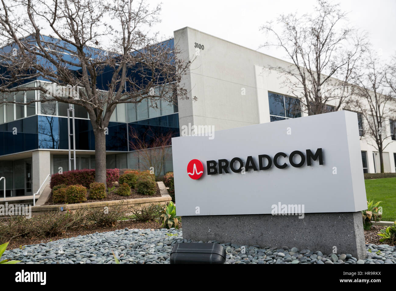 A logo sign outside of a facility occupied by Broadcom Limited in San ...