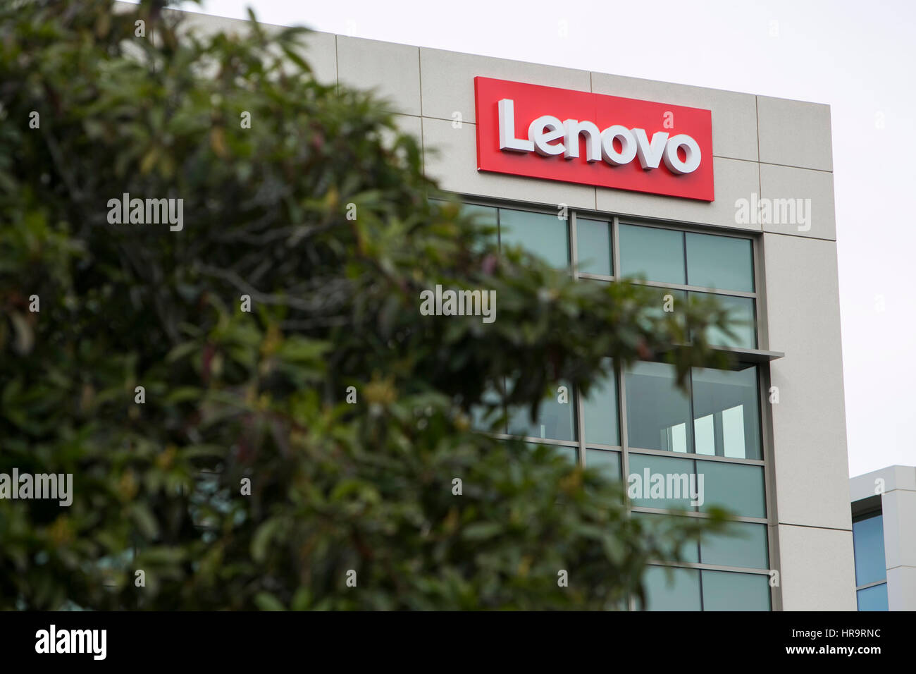 A logo sign outside of a facility occupied by Lenovo in Santa Clara ...
