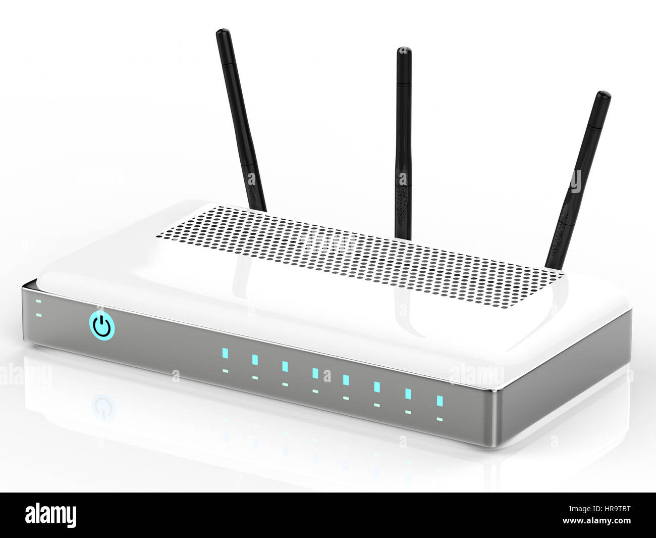 3d rendering wireless router on white background Stock Photo - Alamy