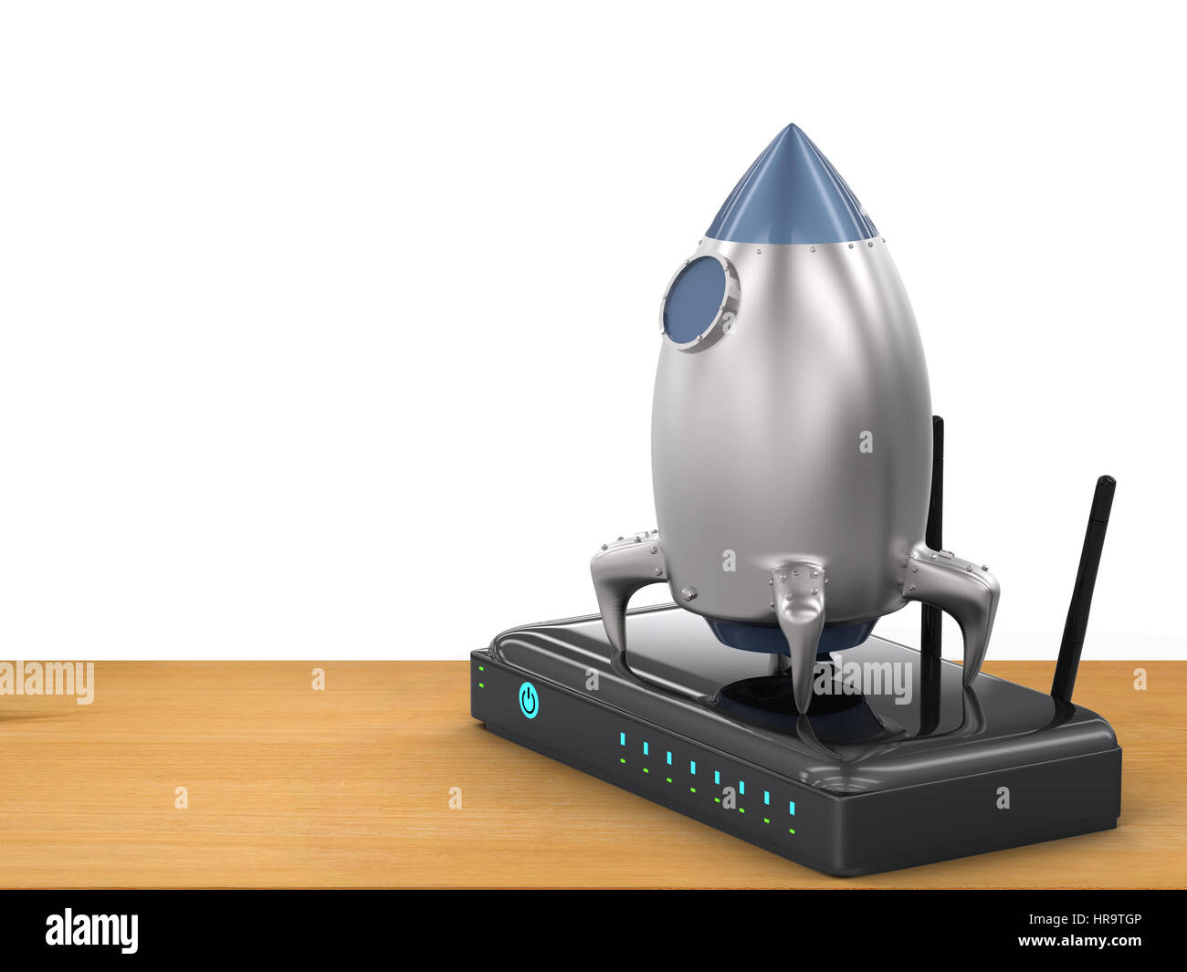 3d rendering wireless router with rocket Stock Photo - Alamy