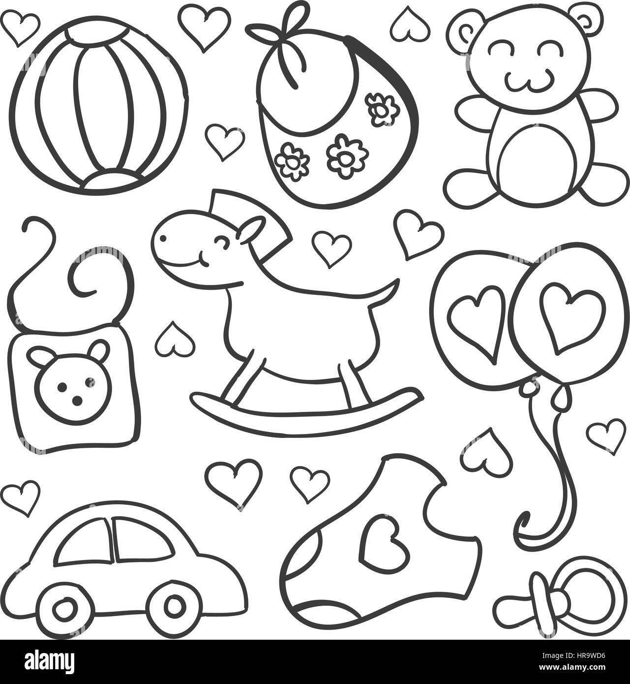 Collection of baby element doodles Stock Vector Image & Art - Alamy