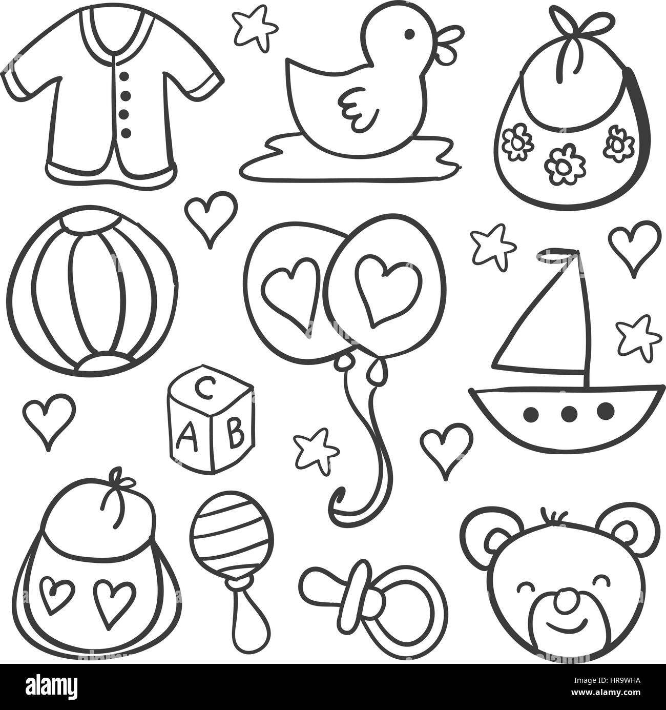 Collection stock of baby object doodles Stock Vector Image & Art - Alamy