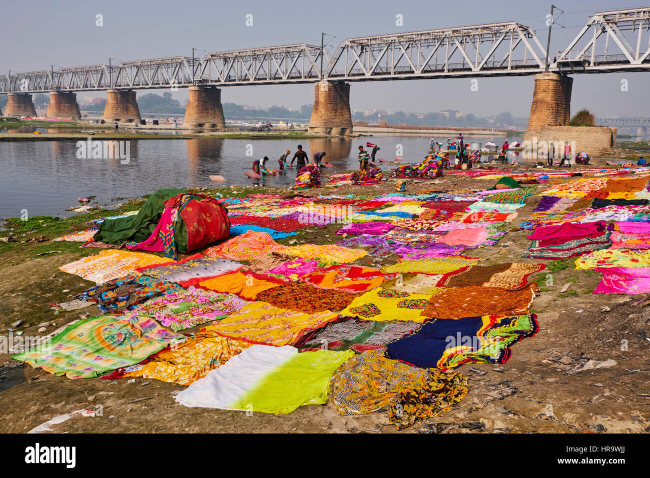 India, Uttar Pradesh state, Agra, dhobi ghat, local laundry Stock Photo ...