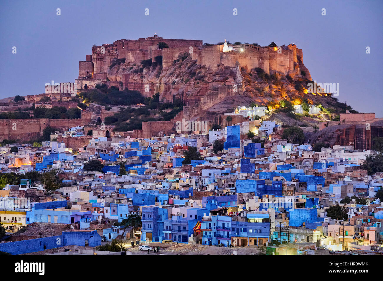 India, Rajasthan, Jodhpur, the blue city, Mehrangarh Fort Stock Photo ...