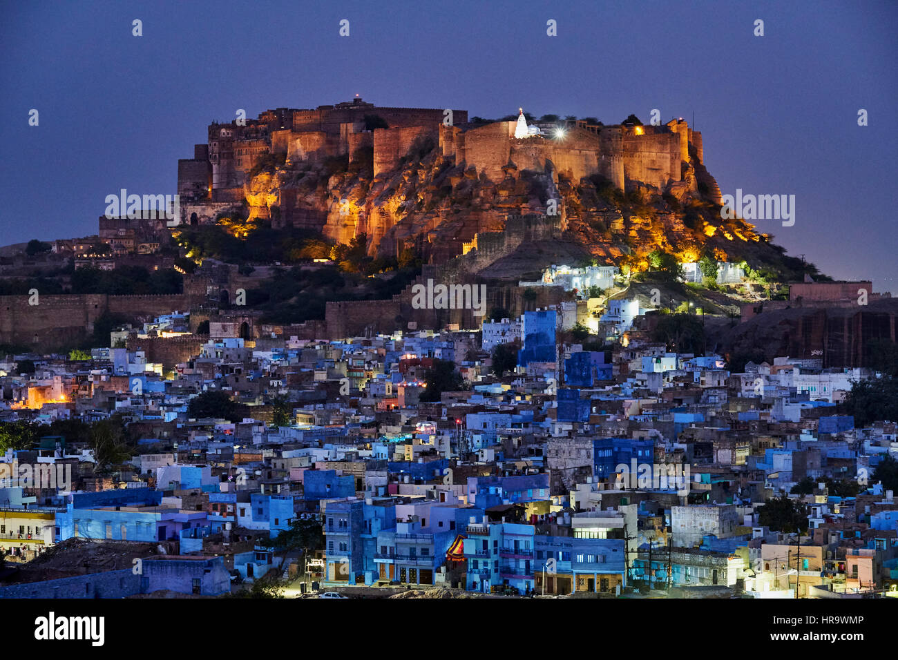 India, Rajasthan, Jodhpur, the blue city, Mehrangarh Fort Stock Photo ...