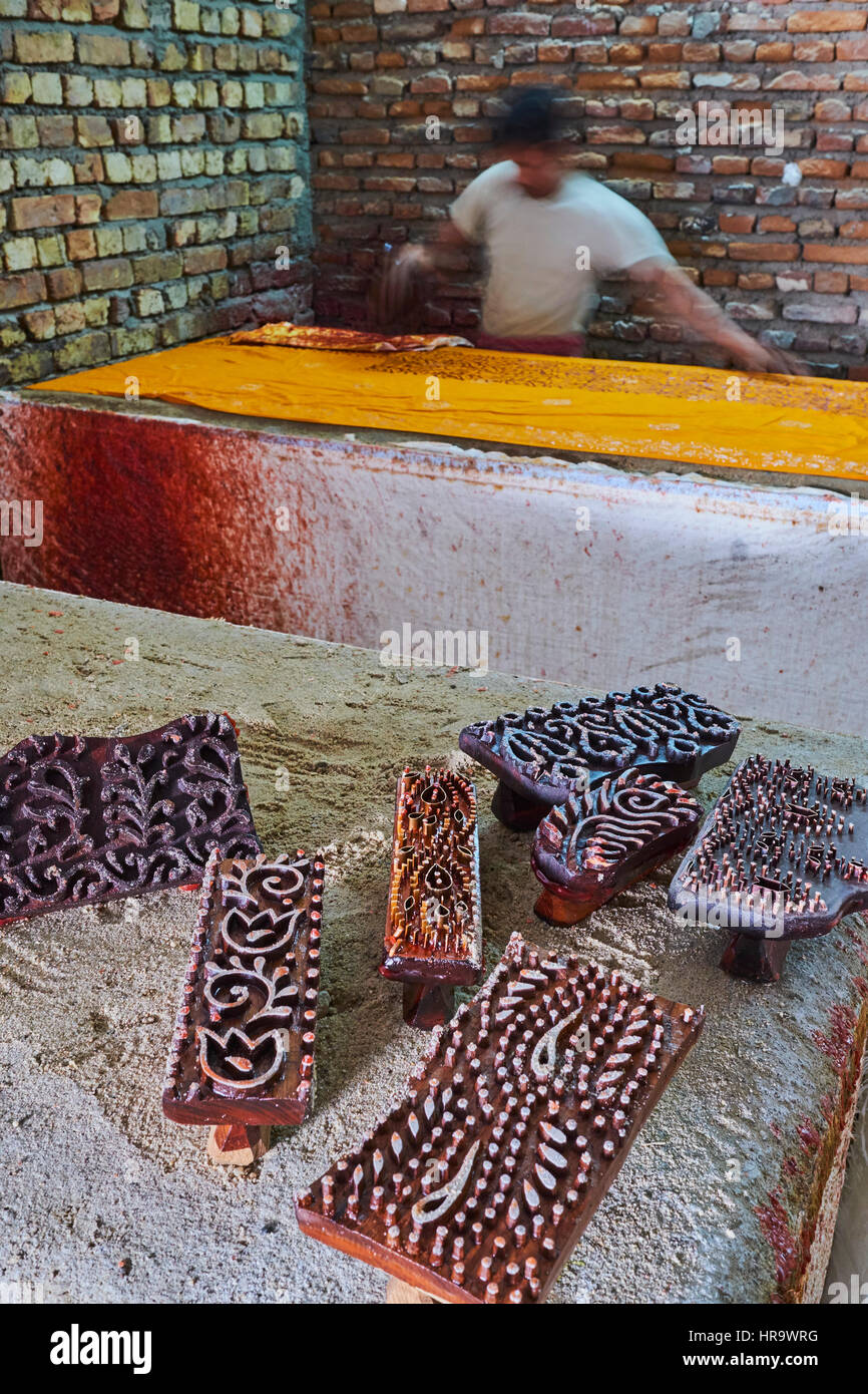 India, Rajasthan, Balotra, block printing textile Stock Photo - Alamy
