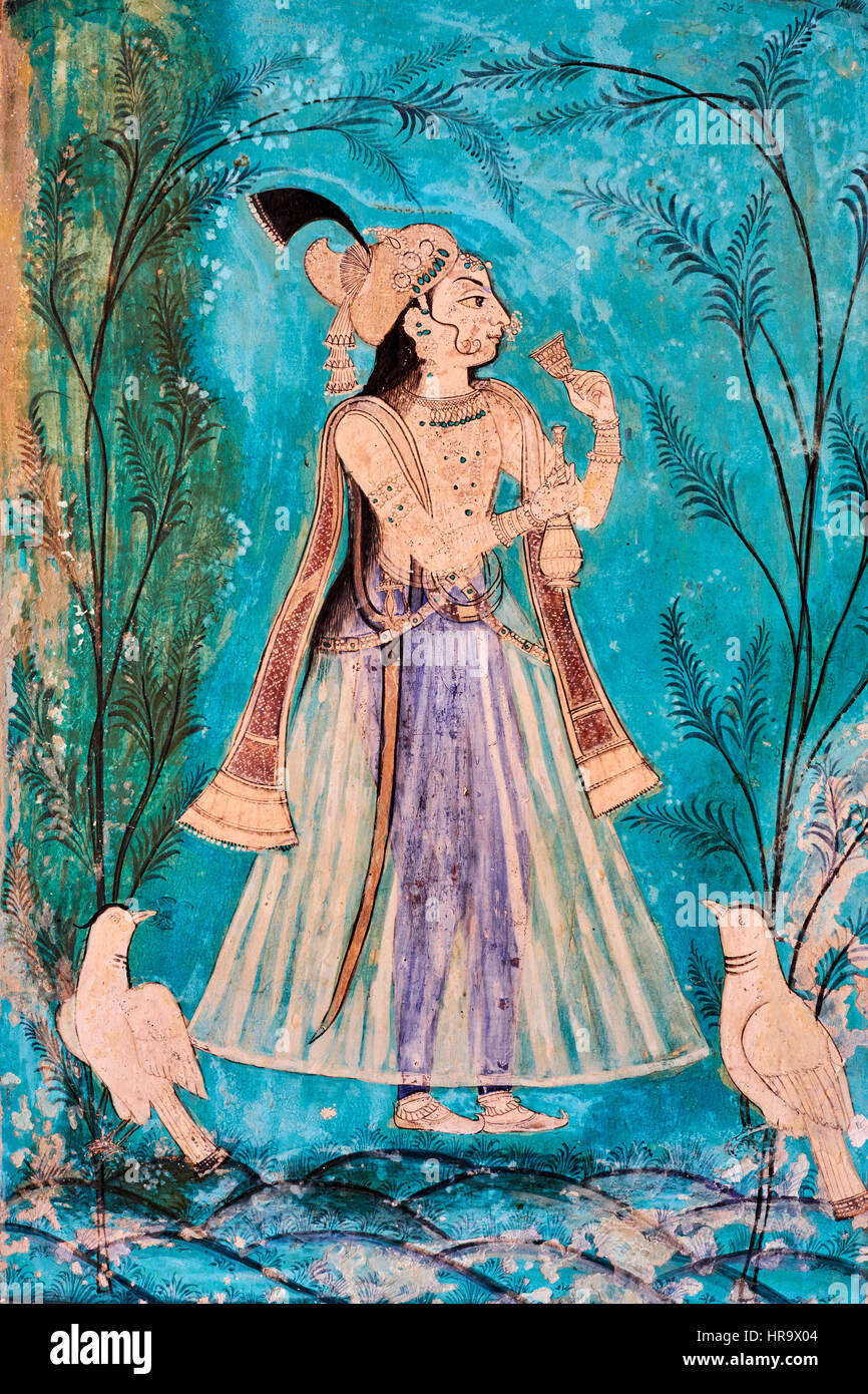 India, Rajasthan, Bundi castle, wall painting, the Chitra Shala, 18-19 ...