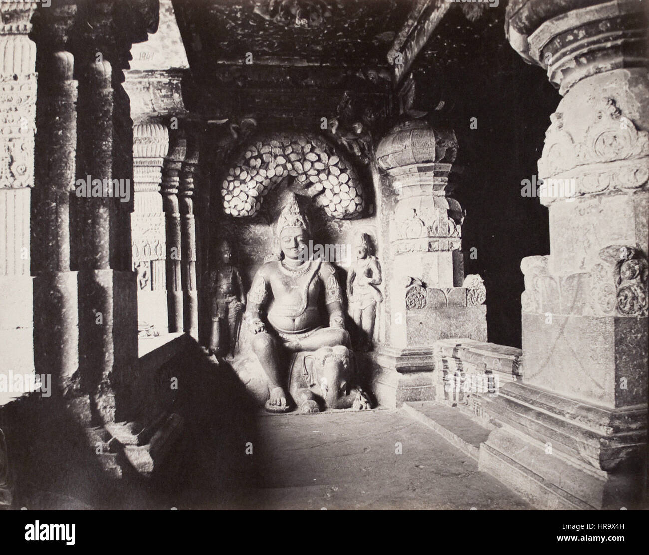 Elora, Interior of Indur Subha with Figure of Indra Stock Photo - Alamy