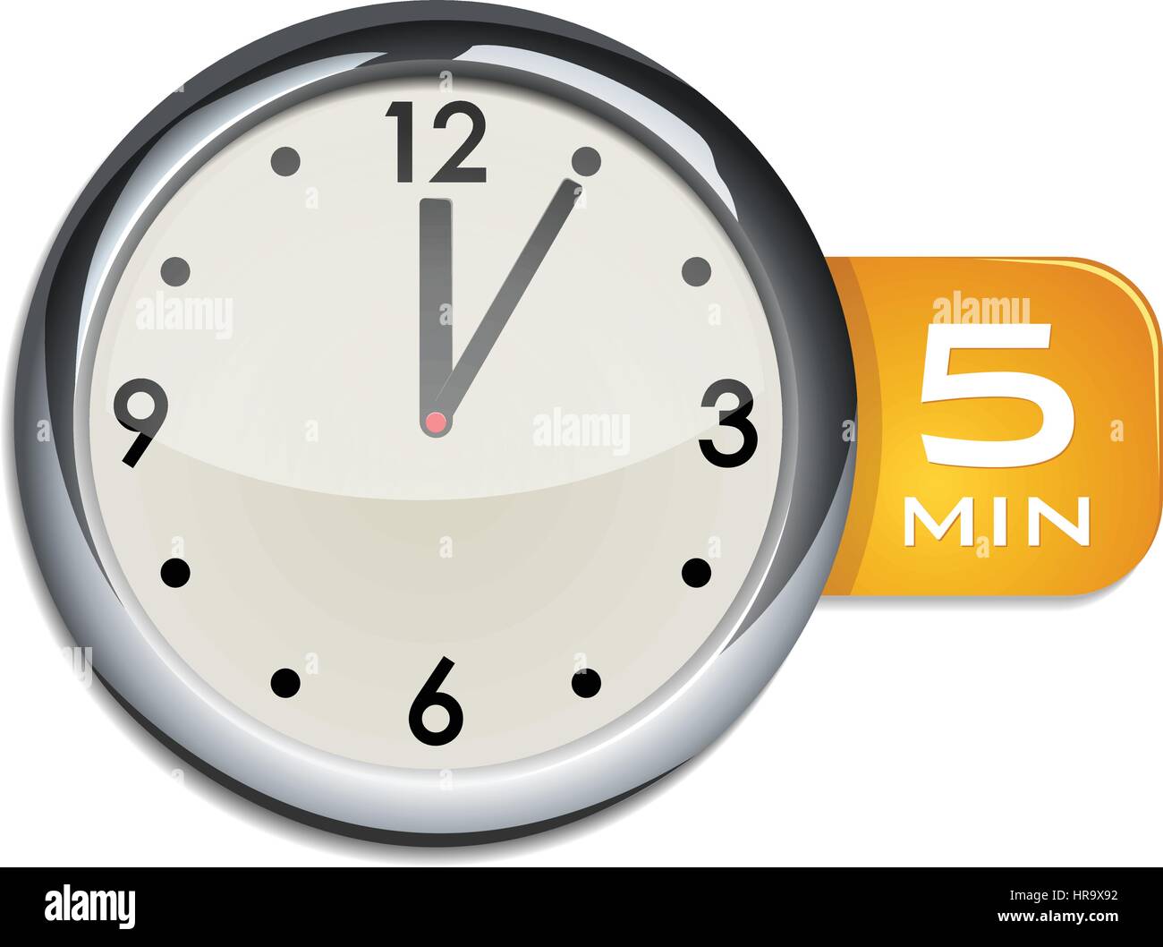 office wall clock timer 5 minutes vector illustration isolated on white ...