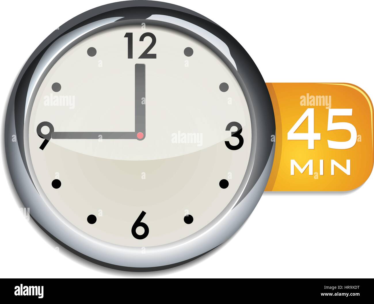 office wall clock timer 45 minutes vector illustration isolated on ...