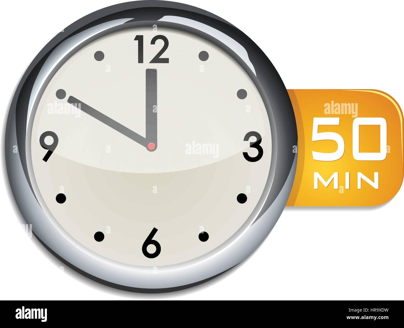 office wall clock timer 50 minutes vector illustration isolated on ...