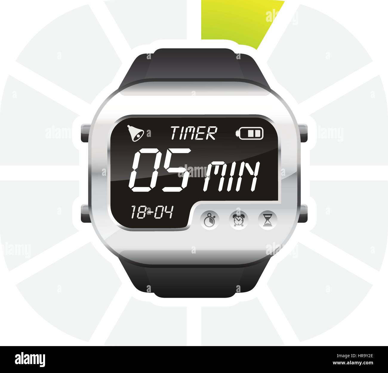 digital watch timer 5 minutes vector illustration isolated on white ...