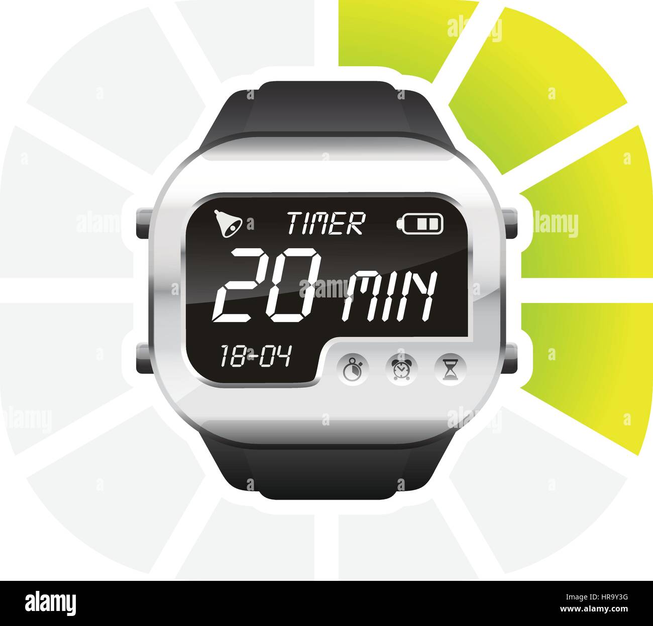 digital watch timer 20 minutes vector illustration isolated on white ...