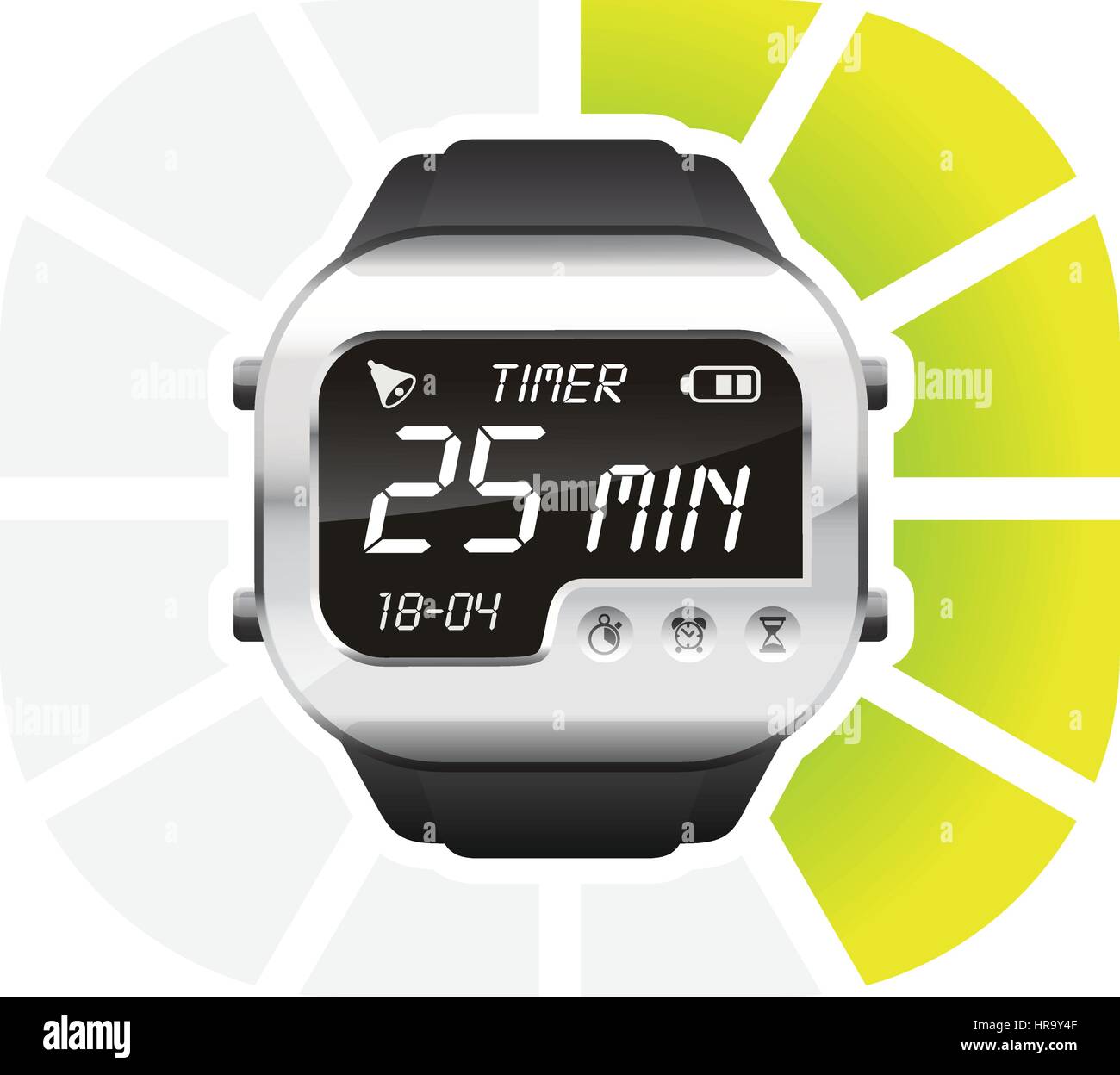 digital watch timer 25 minutes vector illustration isolated on white ...