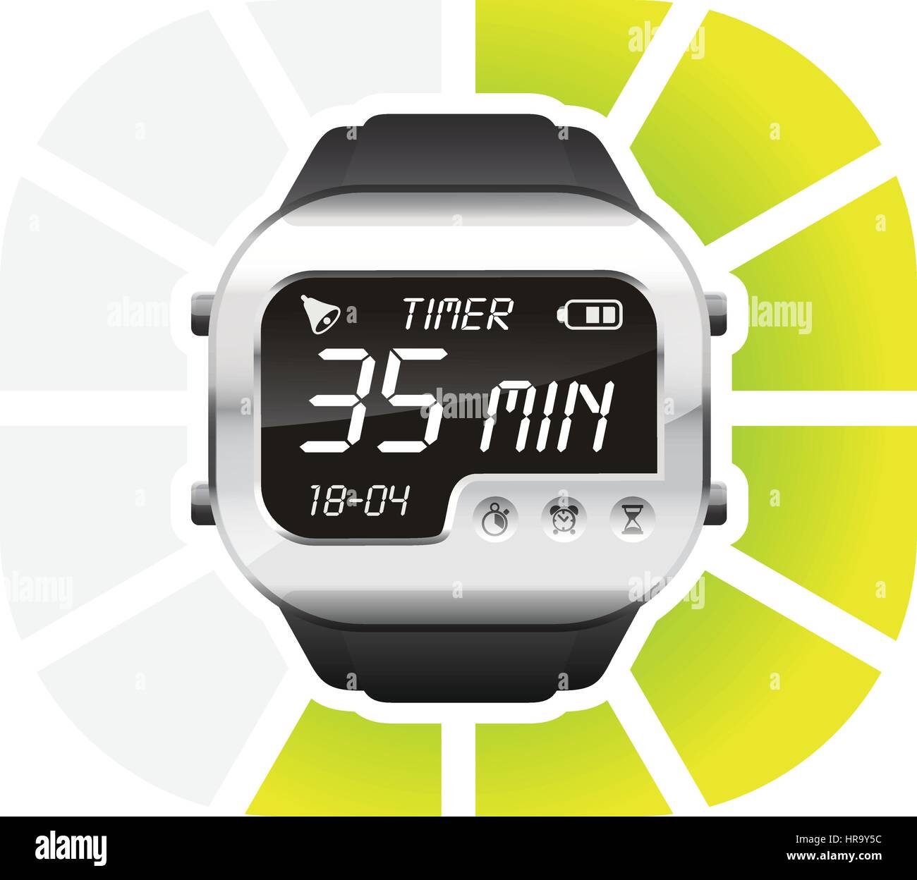 digital watch timer 35 minutes vector illustration isolated on white ...
