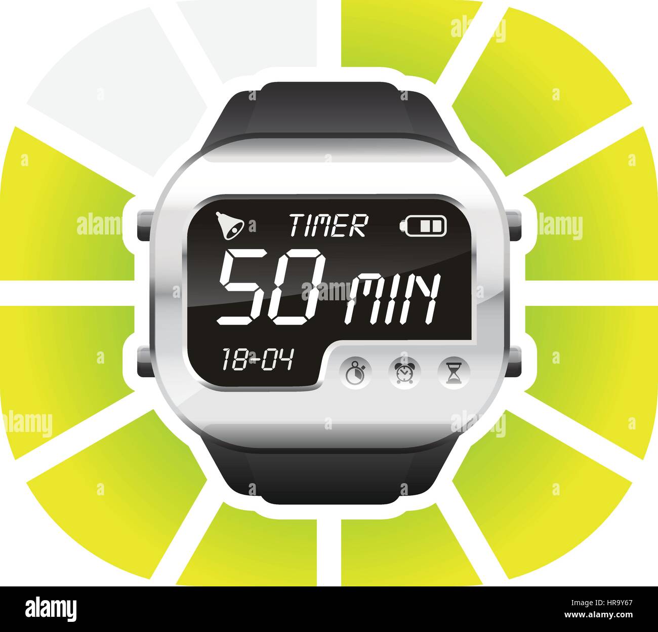 digital watch timer 50 minutes vector illustration isolated on white ...