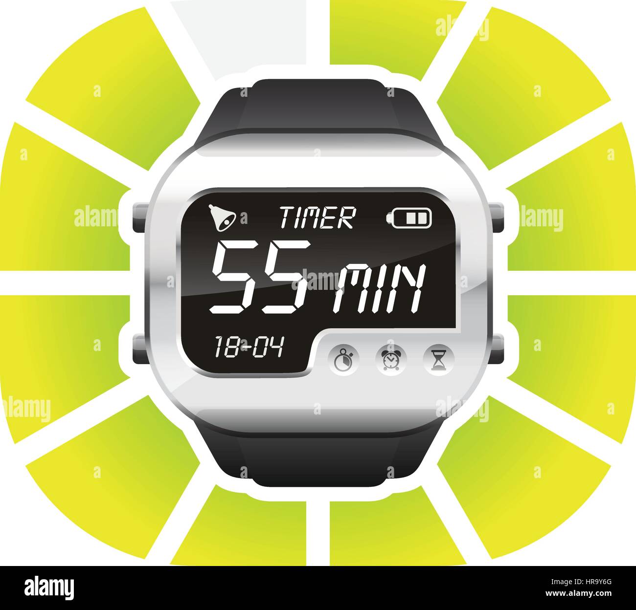 digital watch timer 55 minutes vector illustration isolated on white ...