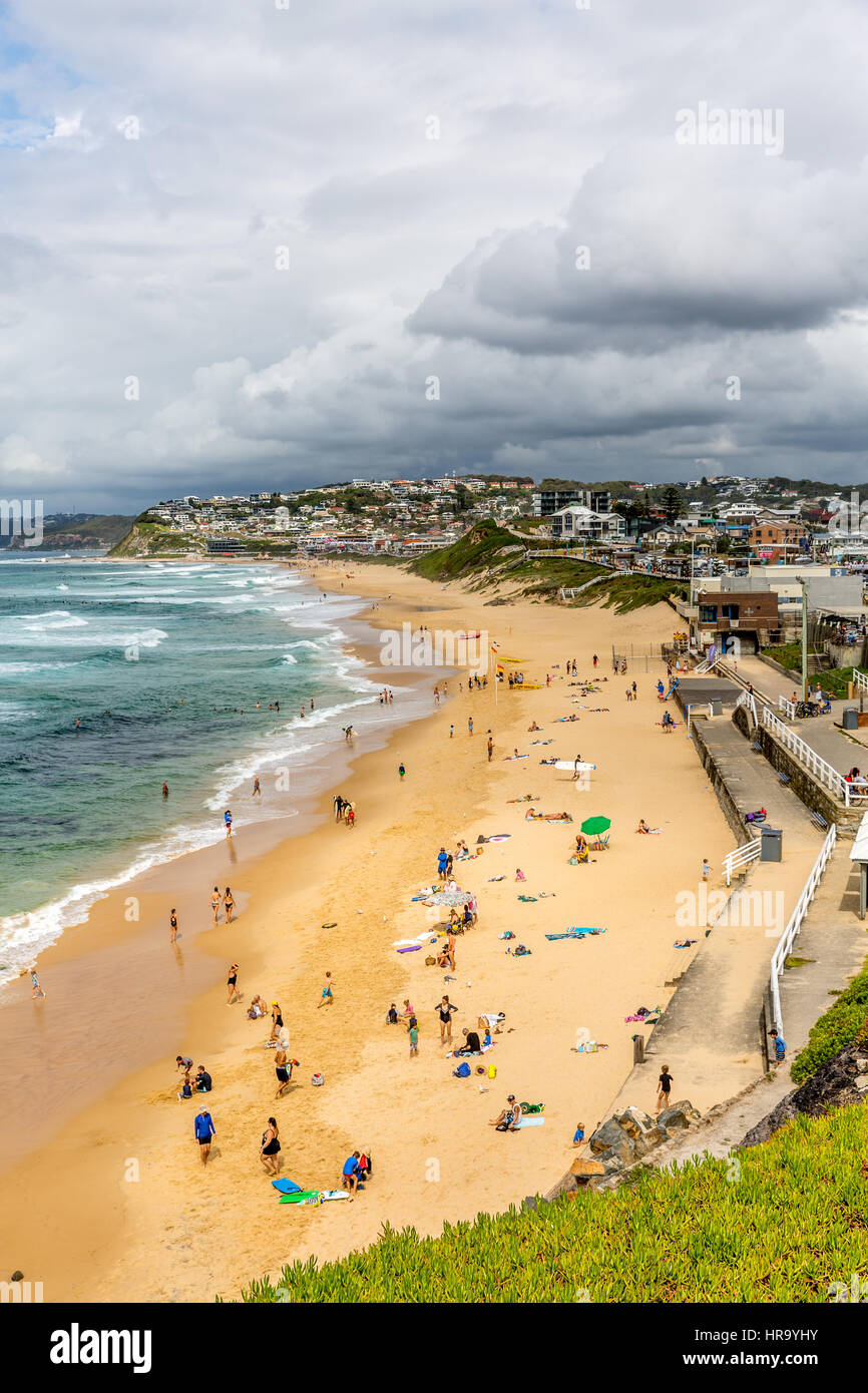 Aerial view along Newcastle coastline and its beaches Merewether,Bar ...