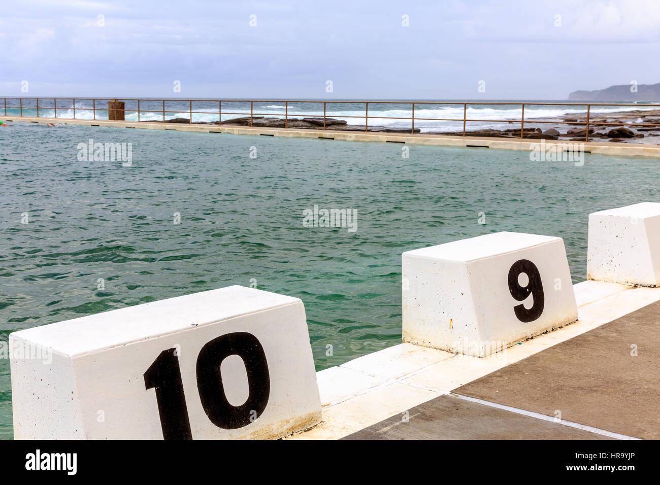Swim lanes and block numbering at Merewether ocean baths swim pool ...