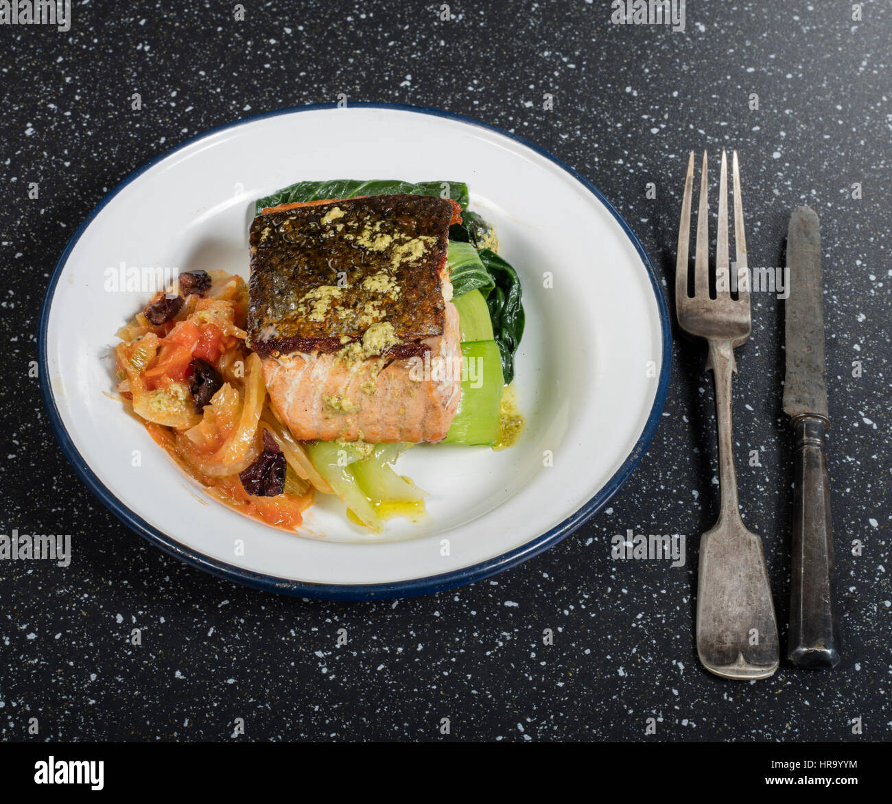 grilled fresh samon fillet with vegetables Stock Photo - Alamy