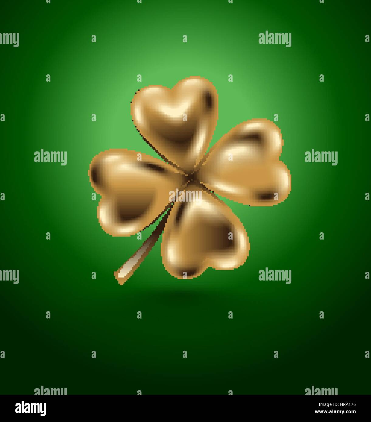 Golden clover leaf, vector illustration for St. Patrick day. Isolated ...