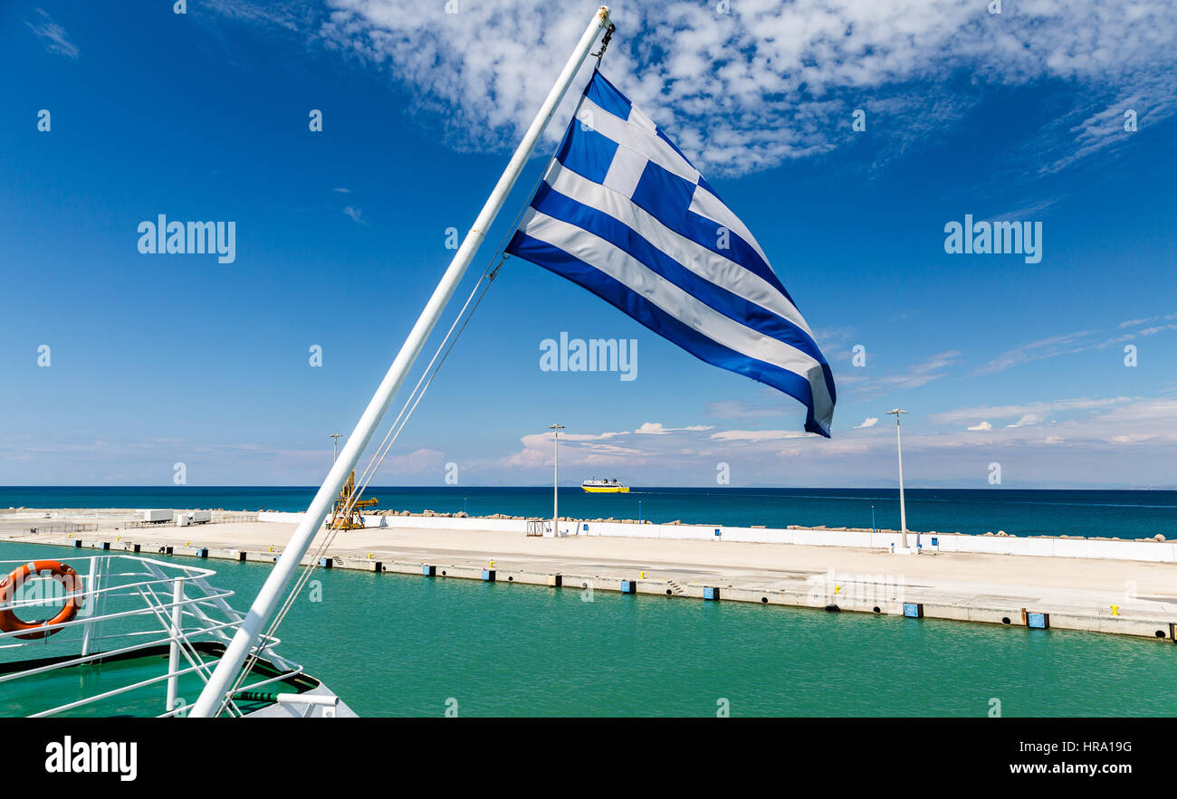 National flag of Greece on flagpole Stock Photo - Alamy