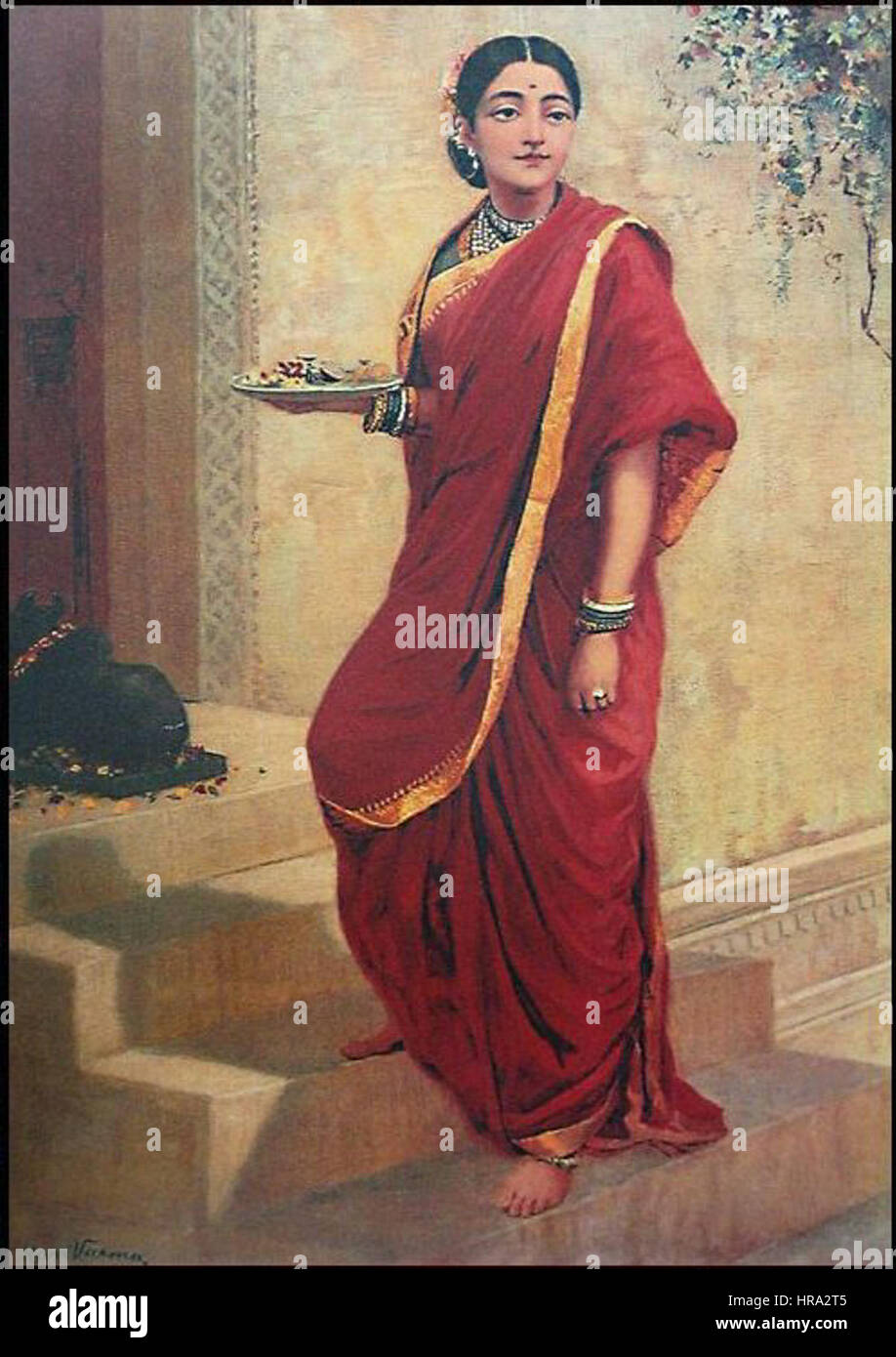 Raja Ravi Varma, Lady Going for Pooja Stock Photo - Alamy