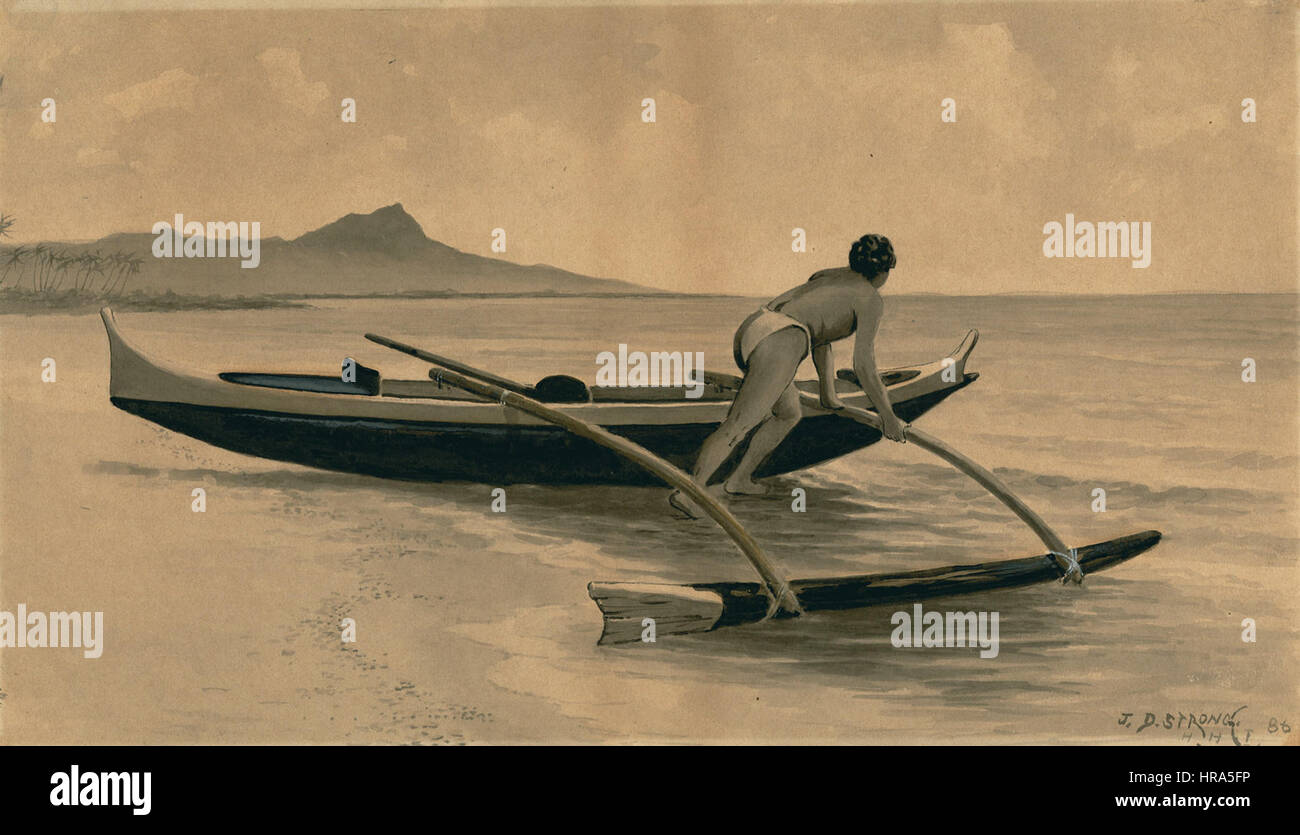 'Launching the Canoe' by Joseph Strong Stock Photo - Alamy