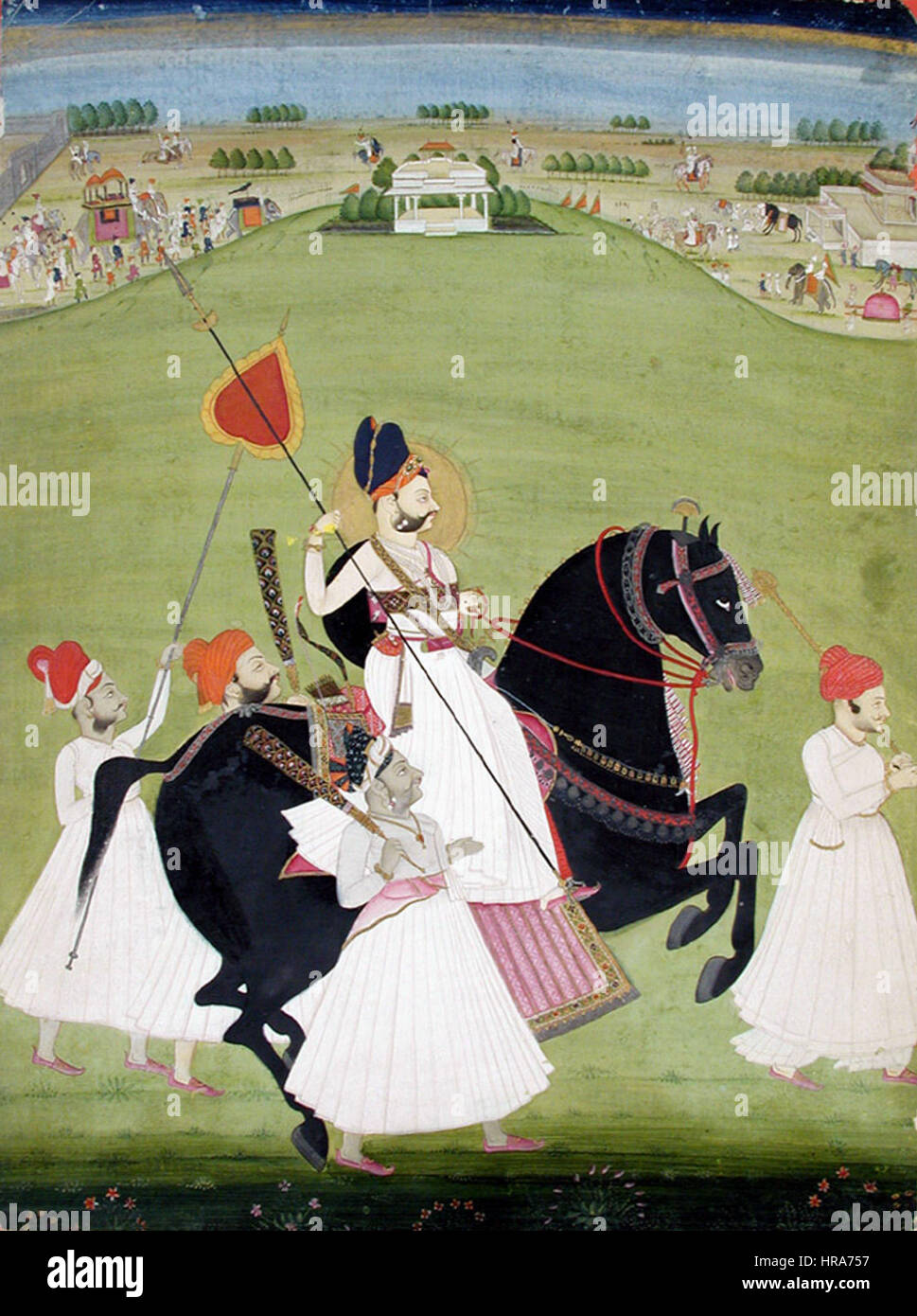 Raja Surat Singh on horseback with retainers (6124565415 Stock Photo ...