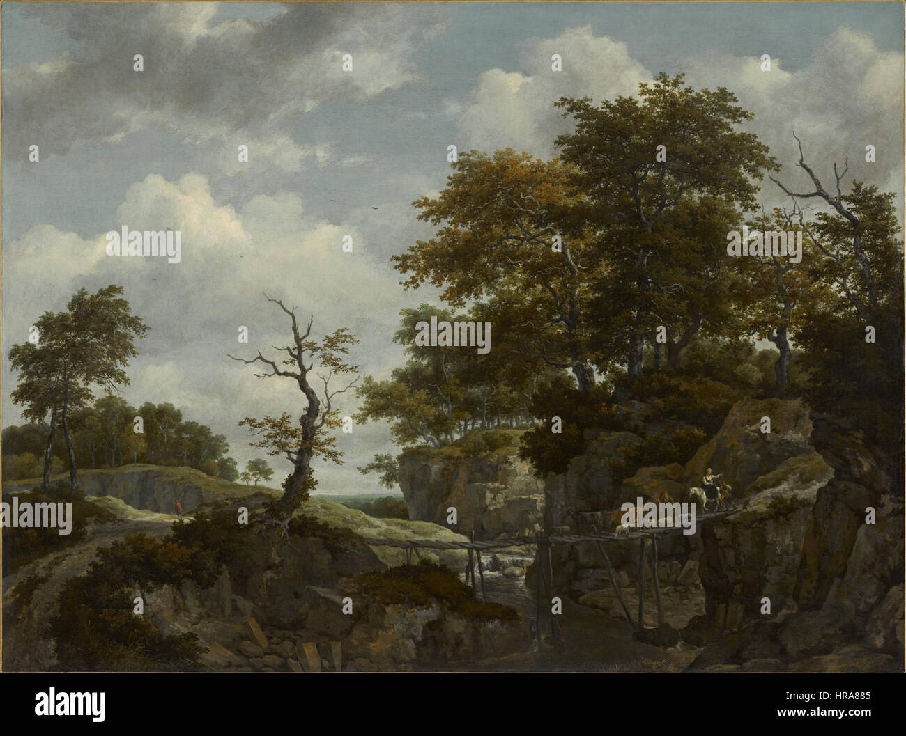 Jacob van Ruisdael - Landscape with Bridge, Cattle, and Figures (ca ...