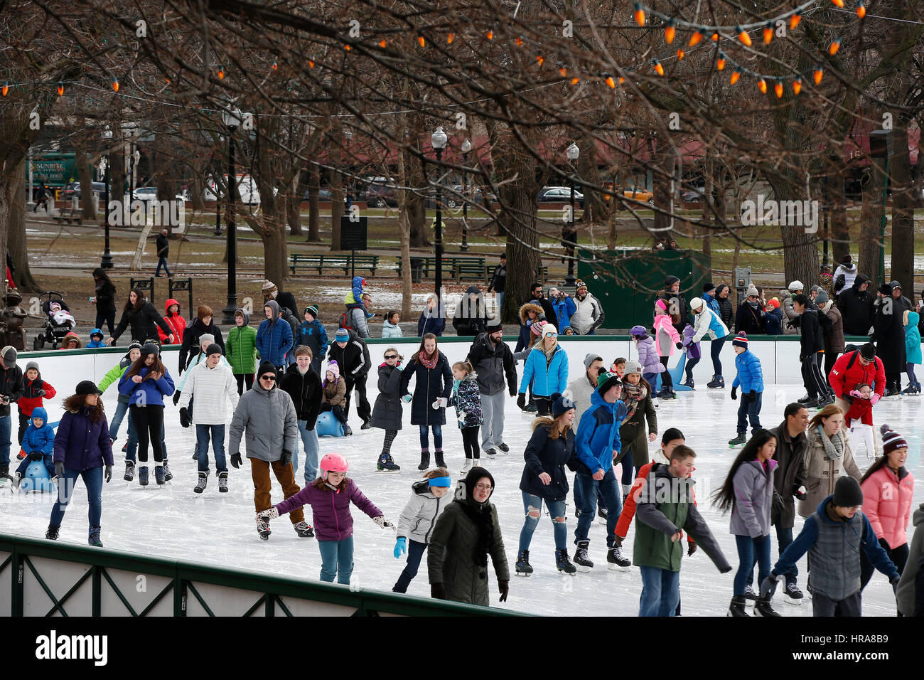 People skating on rink Boston Common, Boston, Massachusetts Stock Photo ...