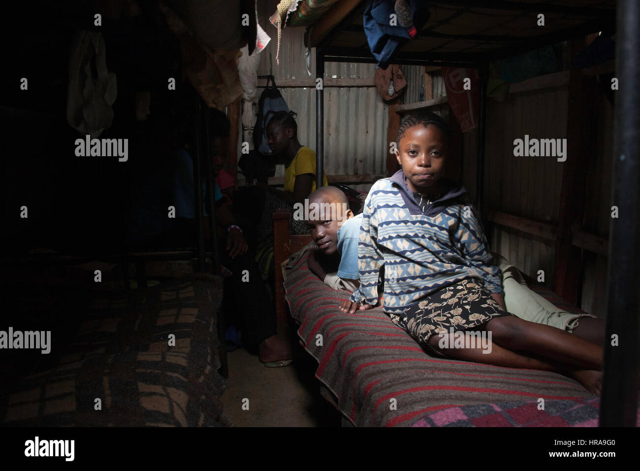 Children in the dormitory of an orphanage in Kibera slum, Nairobi, East ...