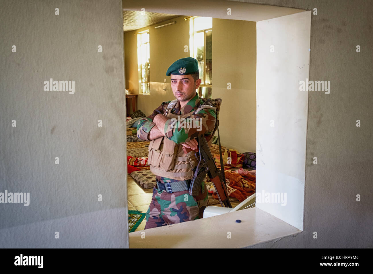 Peshmerga fighters near the frontline at Mandan bridge Kurdistan, Iraq ...