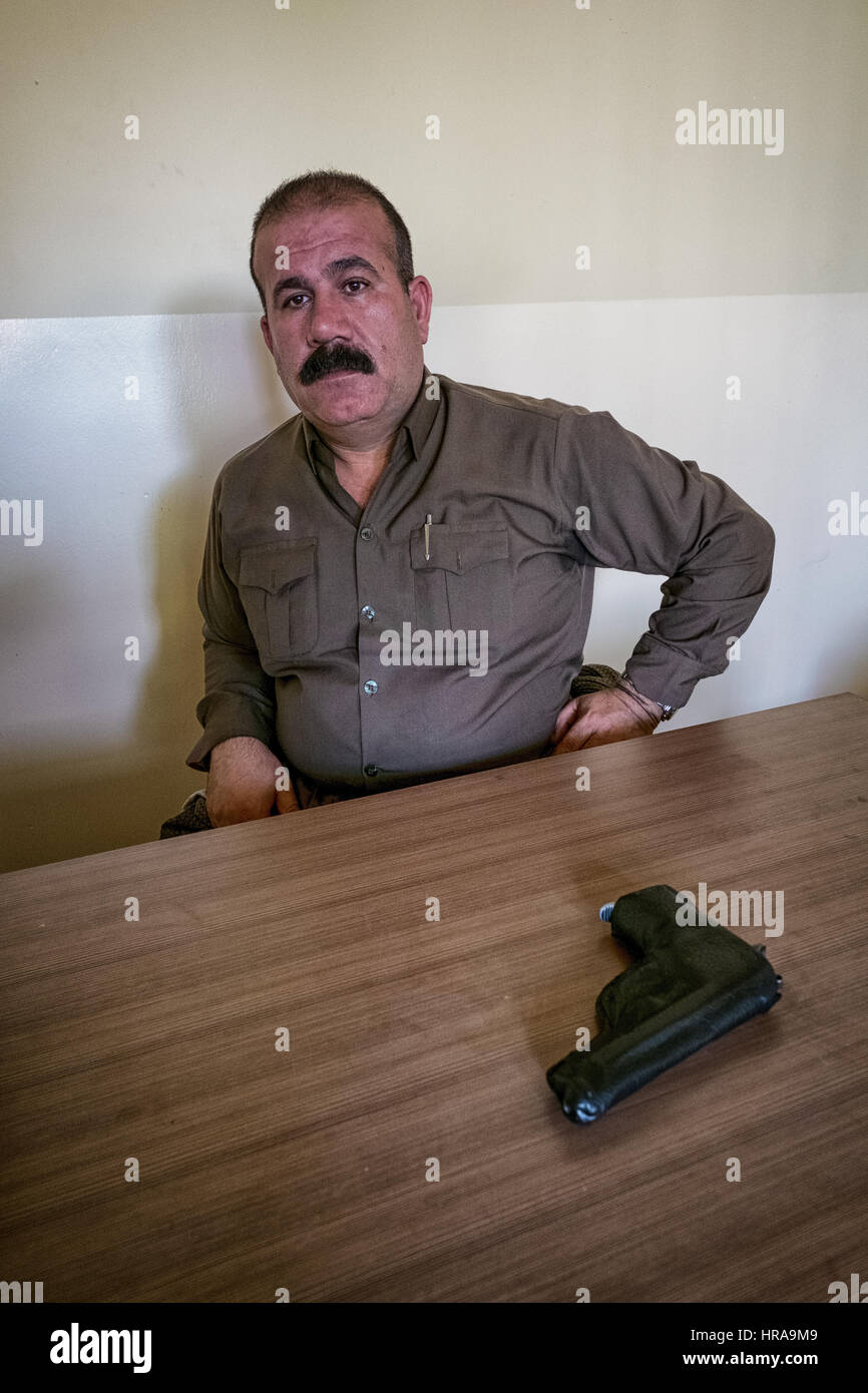 Peshmerga fighters near the frontline at Mandan bridge Kurdistan, Iraq ...