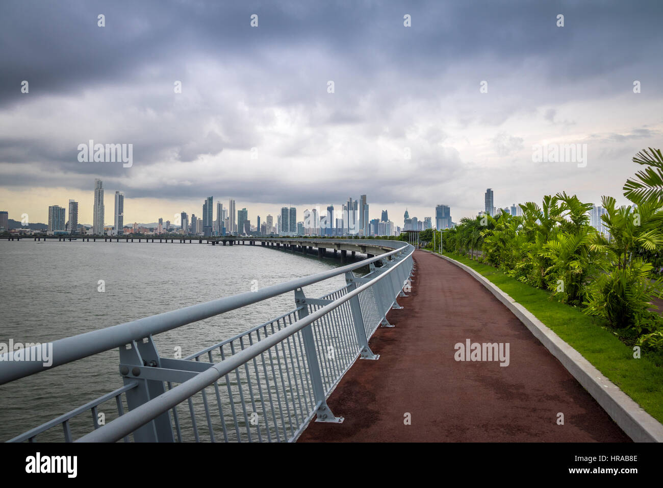 Jogging path wit skyline view in Cinta Costera - Panama City, Panama ...