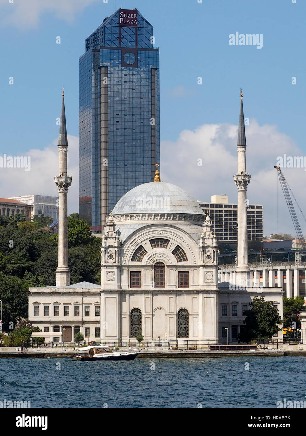 DOLMABAHCE MOSQUE VIEWED FROM FERRY ON THE BOSPHORUS, ISTANBUL TURKEY ...