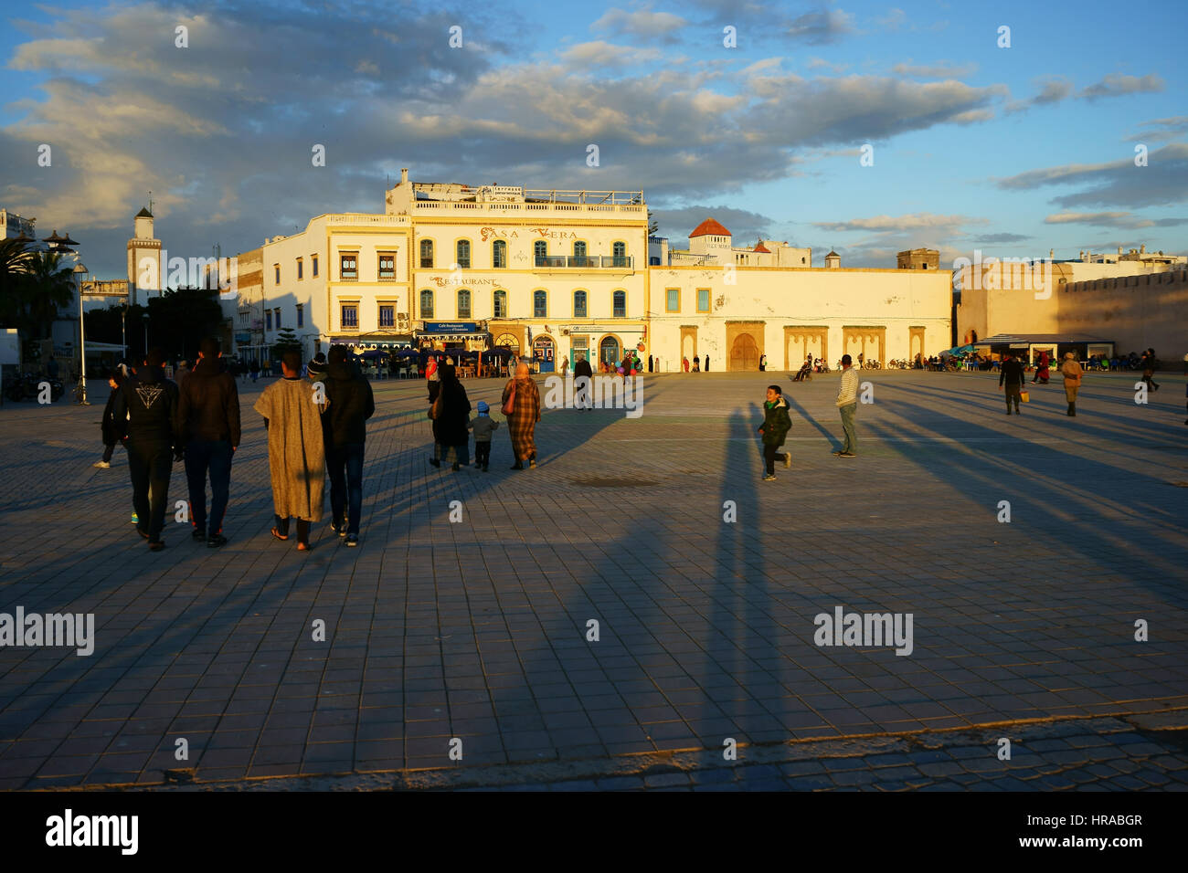 Town Essaouria, Medina, Moulay Hassan square, sunset, Marocco Stock ...