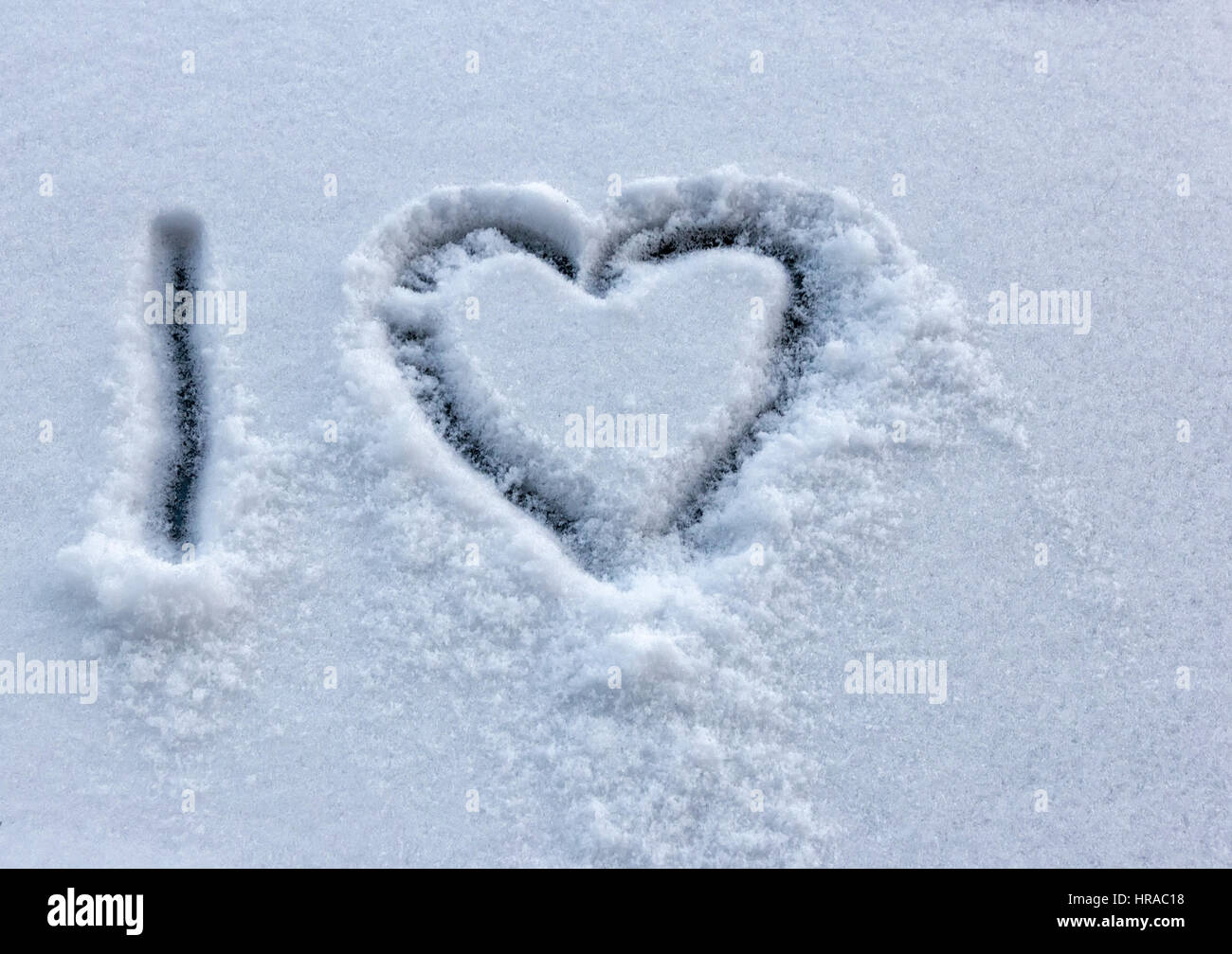I love, drawn in the snow Stock Photo - Alamy
