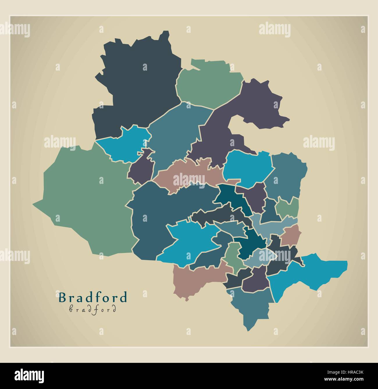 Modern City Map - Bradford with coloured boroughs illustration Stock Vector Image & Art - Alamy