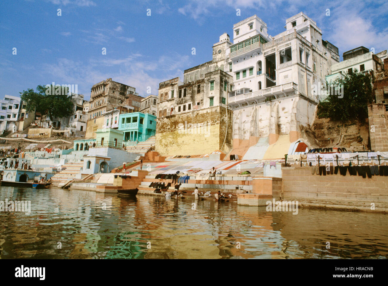 Buildings along the Ganges River Ghats, Varanasi, India Stock Photo - Alamy