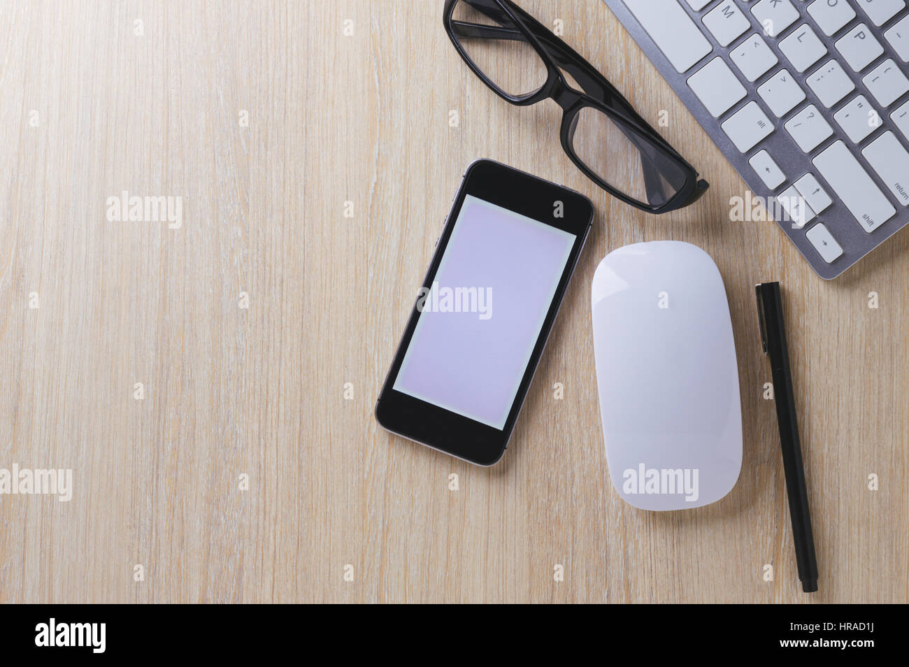 Office desk wood with computer, note book,phone concept in wood ...