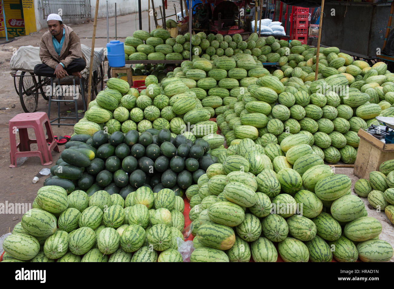 A Watermelon Vendor in Hyderabad,India Stock Photo - Alamy