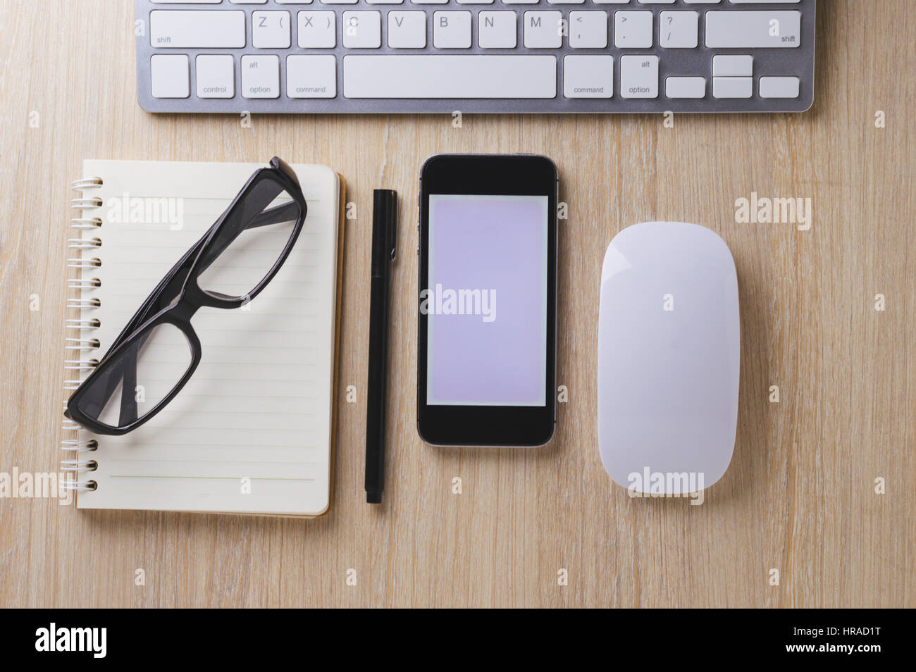 Office desk wood with computer, note book,phone concept in wood ...