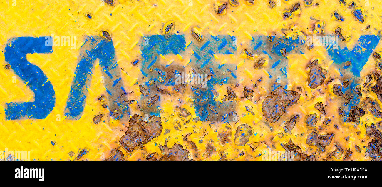 safety sign with texture of Rusted Stock Photo - Alamy